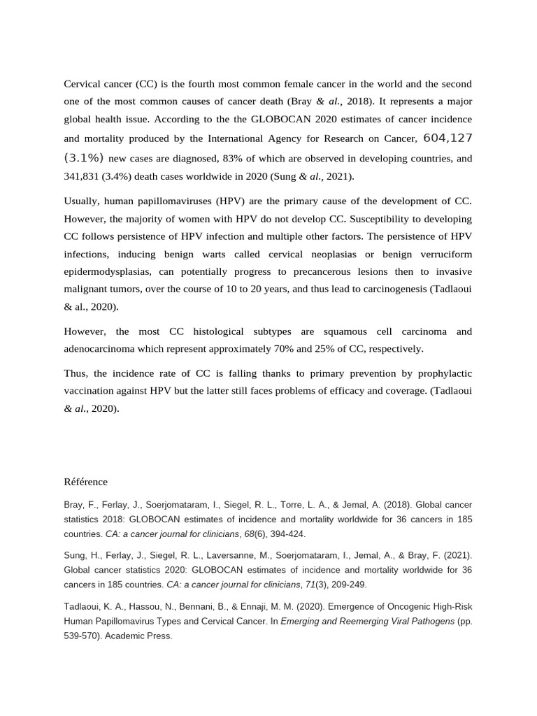 Global Cervical Cancer Statistics 2020 | PDF