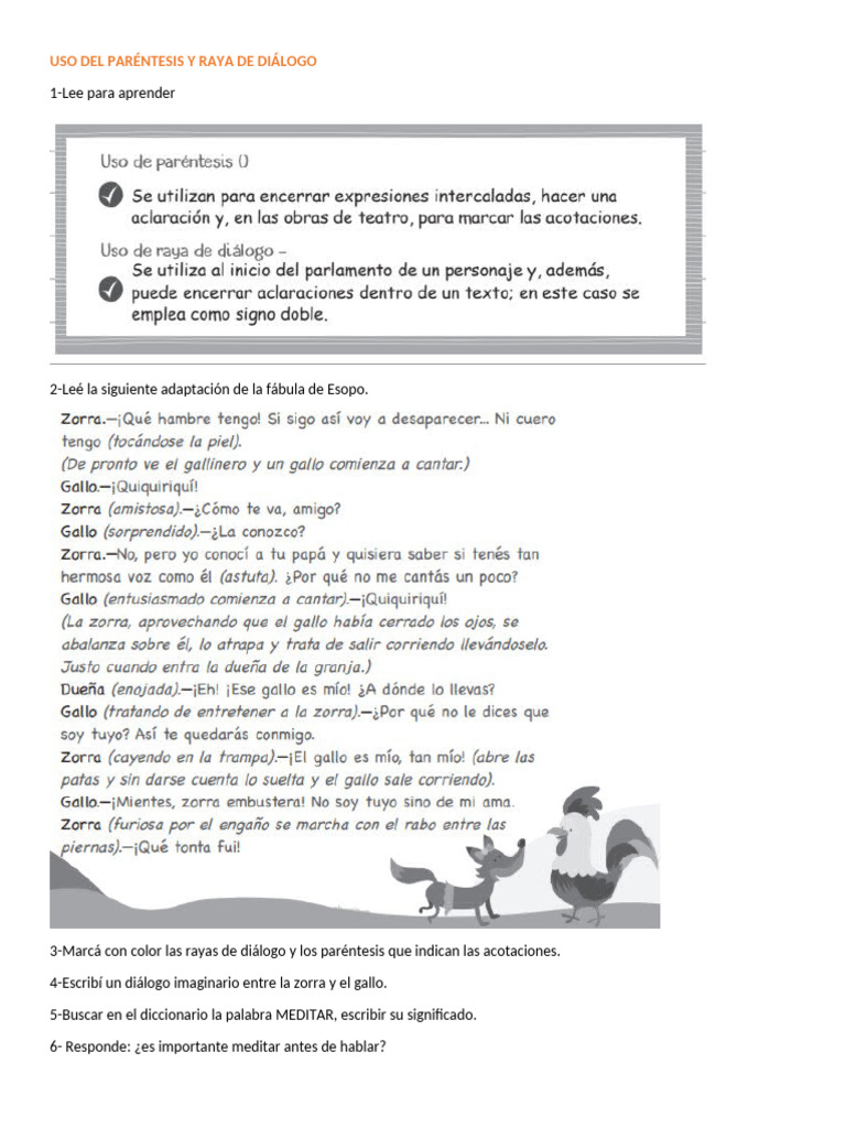 Uso de la Raya de Diálogo y Paréntesis | PDF