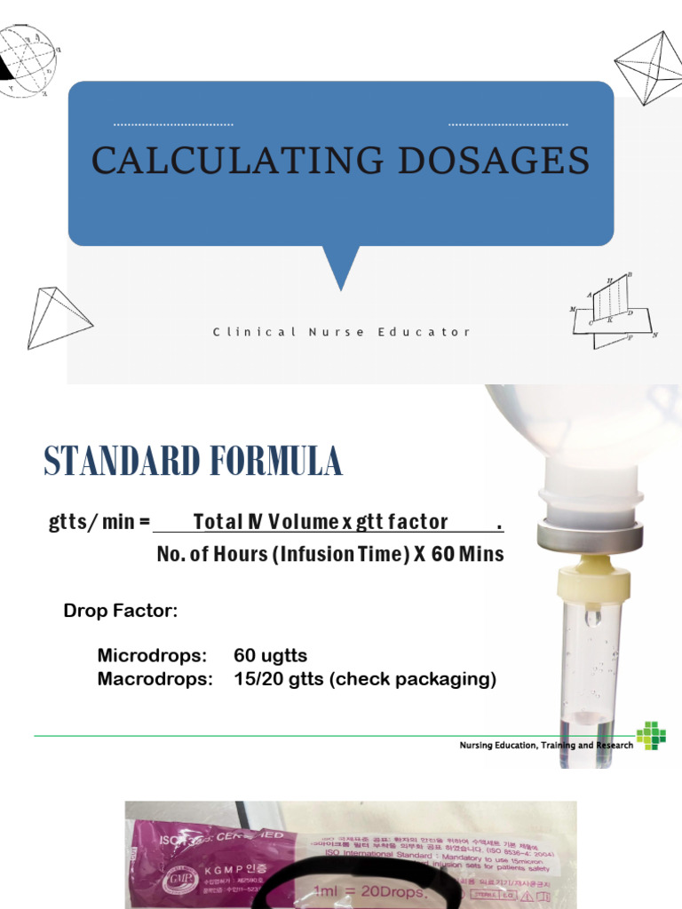 Drug Calculation Handouts | PDF | Sodium | Dose (Biochemistry)