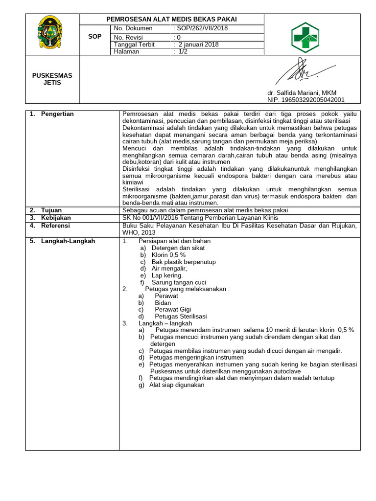 262 - Pemrosesan Alat Medis Bekas Pakai | PDF