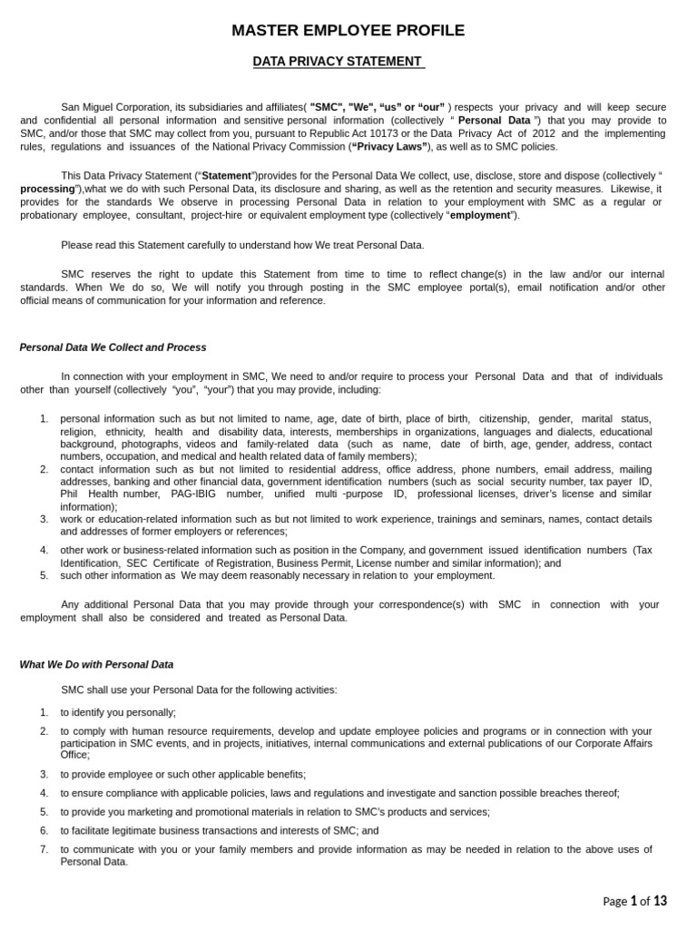 Master Employee Profile Form - 2024 - PELAYO, JULIE ANN | PDF | Metro ...