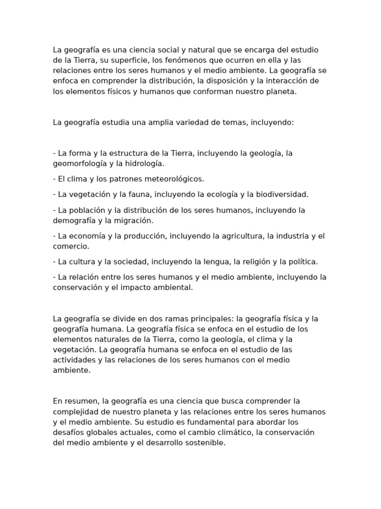Introducción a la Geografía y sus Ramas | PDF
