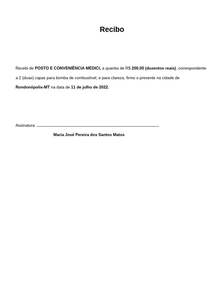 Modelo Recibo Simples Para Impressao | PDF