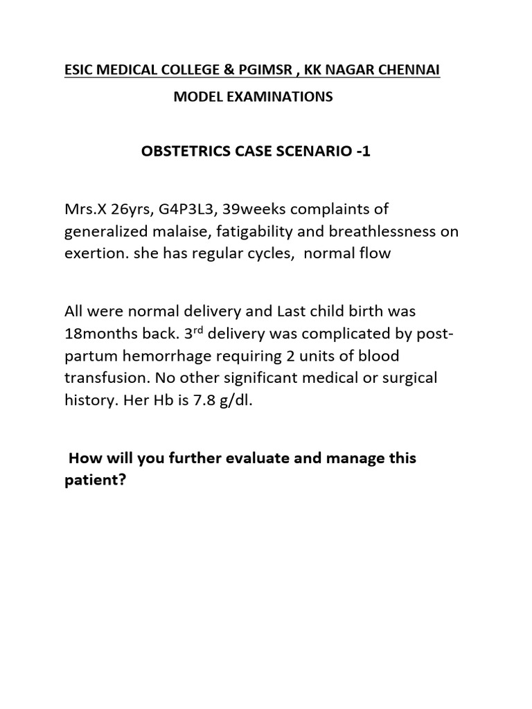 Obstetrics Case Scenarios | PDF | Pregnancy | Obstetrics
