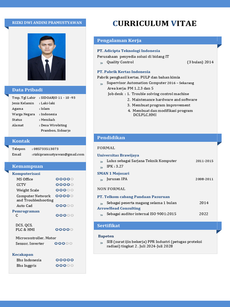 CV Rizki Dwi Andini Pramustyawan | PDF