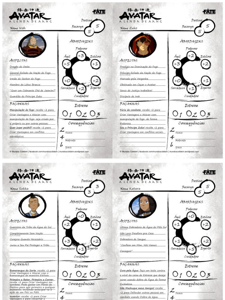 FAE Avatar NPC CSheet (Icônicos 1) | PDF