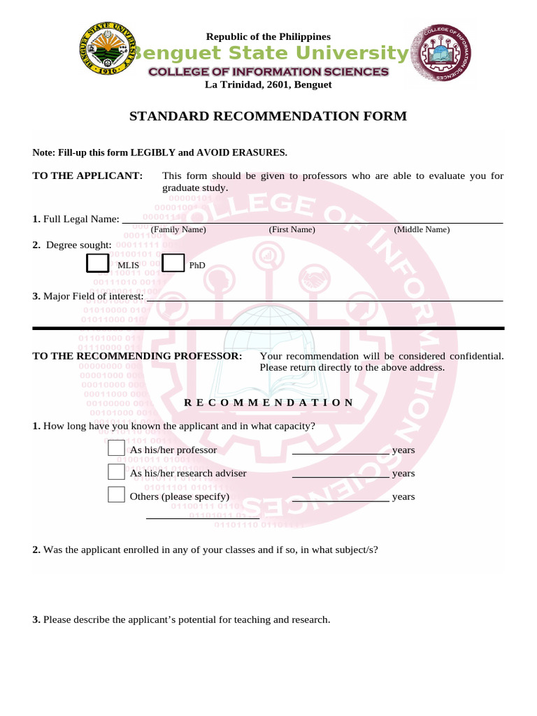 CIS As FORM 02 Standard Recommendation Form | PDF | Cognition | Social Psychology