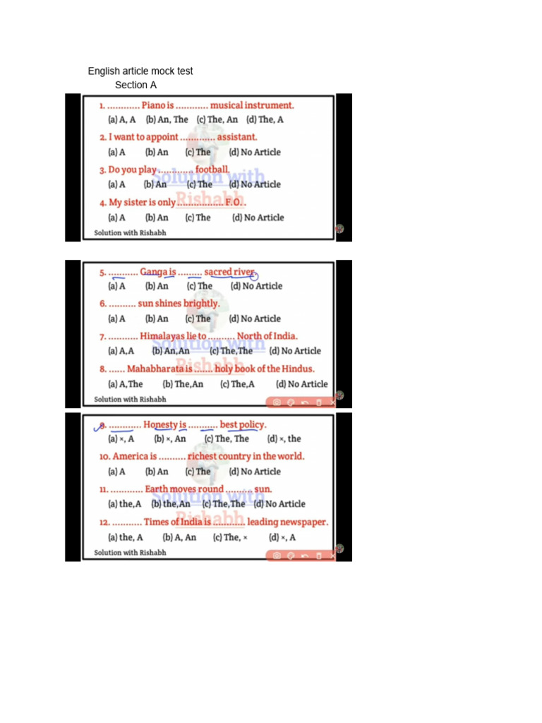 Article MCQ | PDF