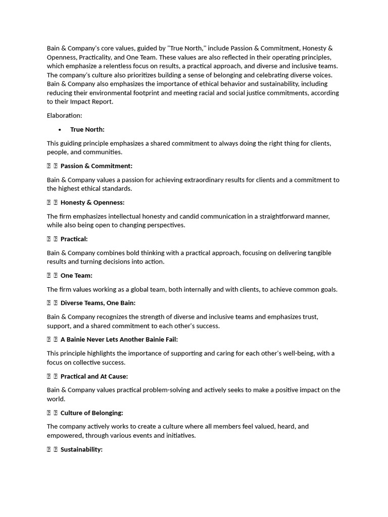Bain Values | PDF