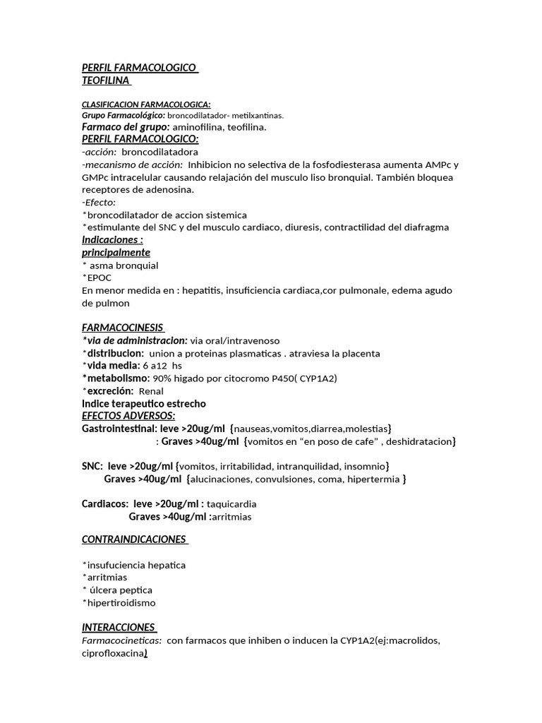 PERFIL TEOFILINA | PDF
