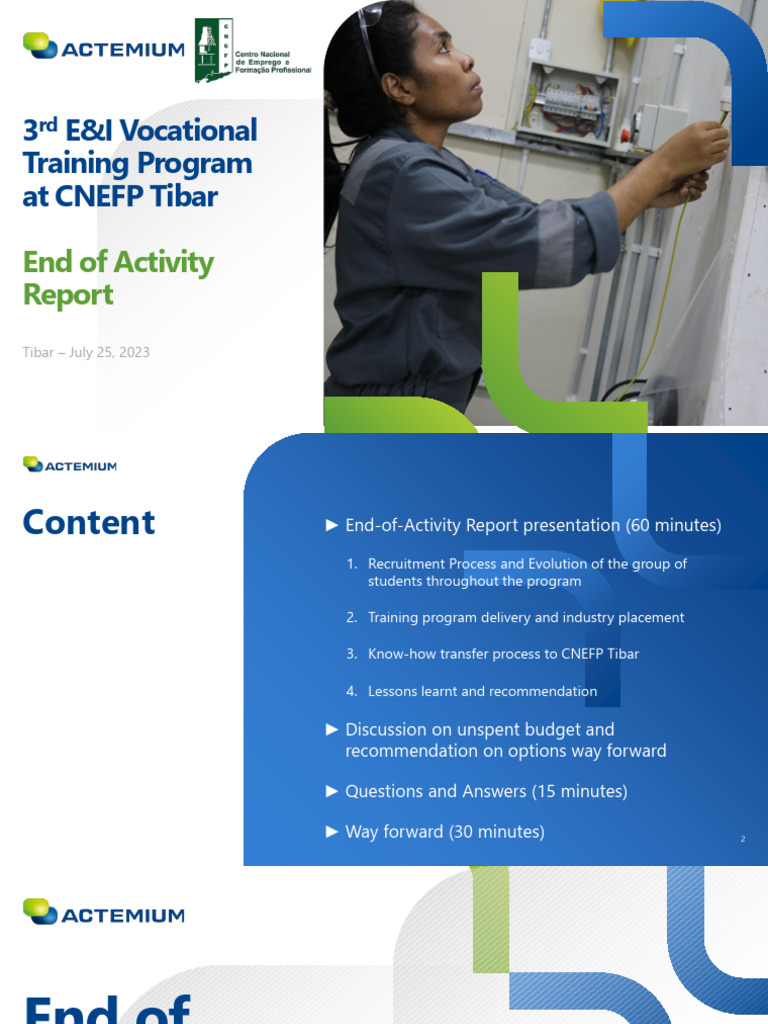 End of Activity Report Presentation | PDF