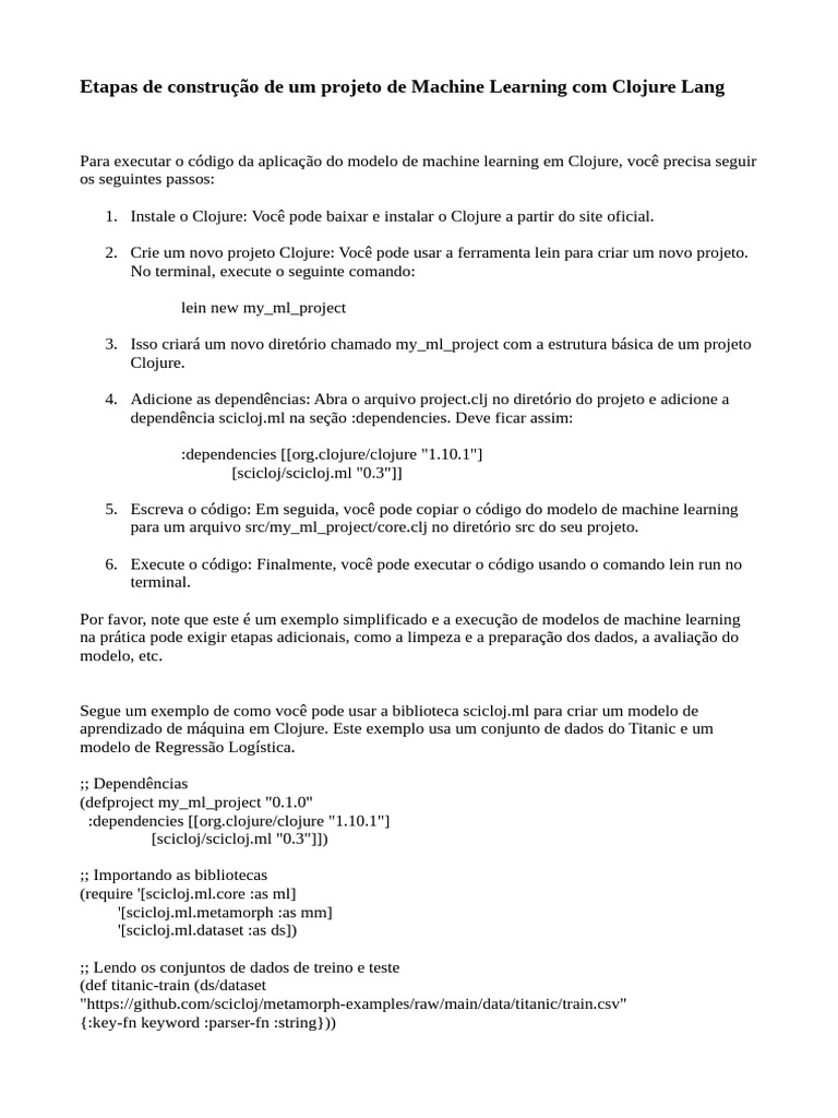 Etapas de Construção de Um Projeto de Machine Learning Com Clojure Lang ...