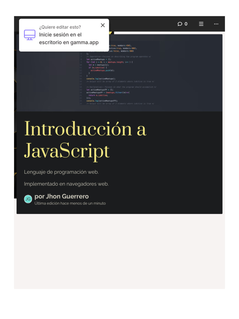 Introducción a JavaScript | Gamma | PDF