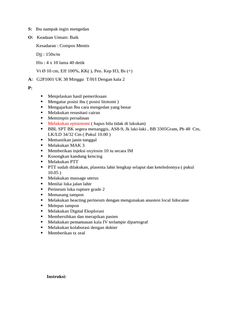 Proses Persalinan Normal Ibu G2P1001 | PDF