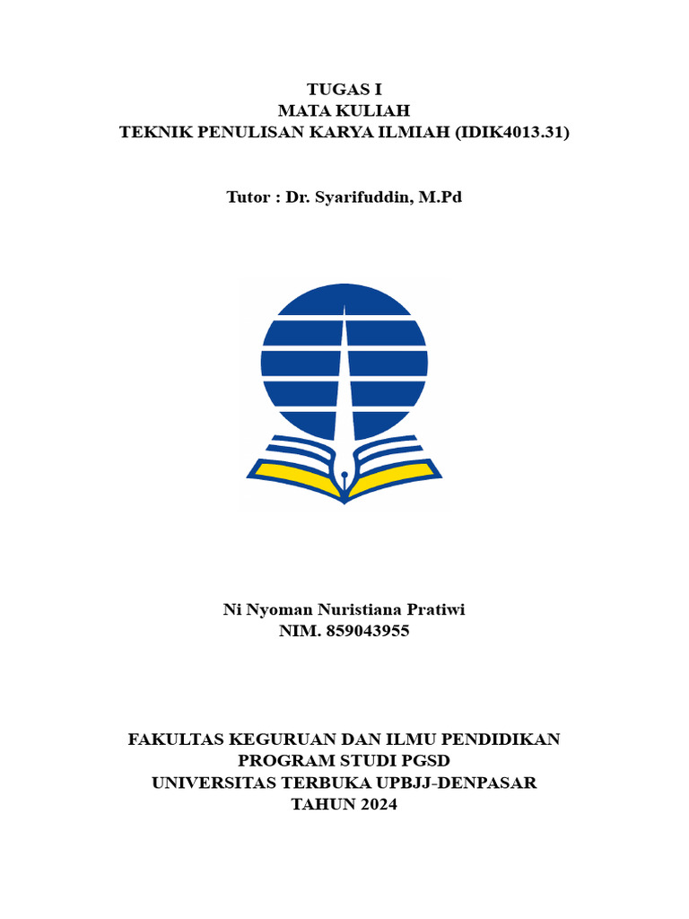 Tugas 1 - Teknik Penulisan Karya Ilmiah | PDF