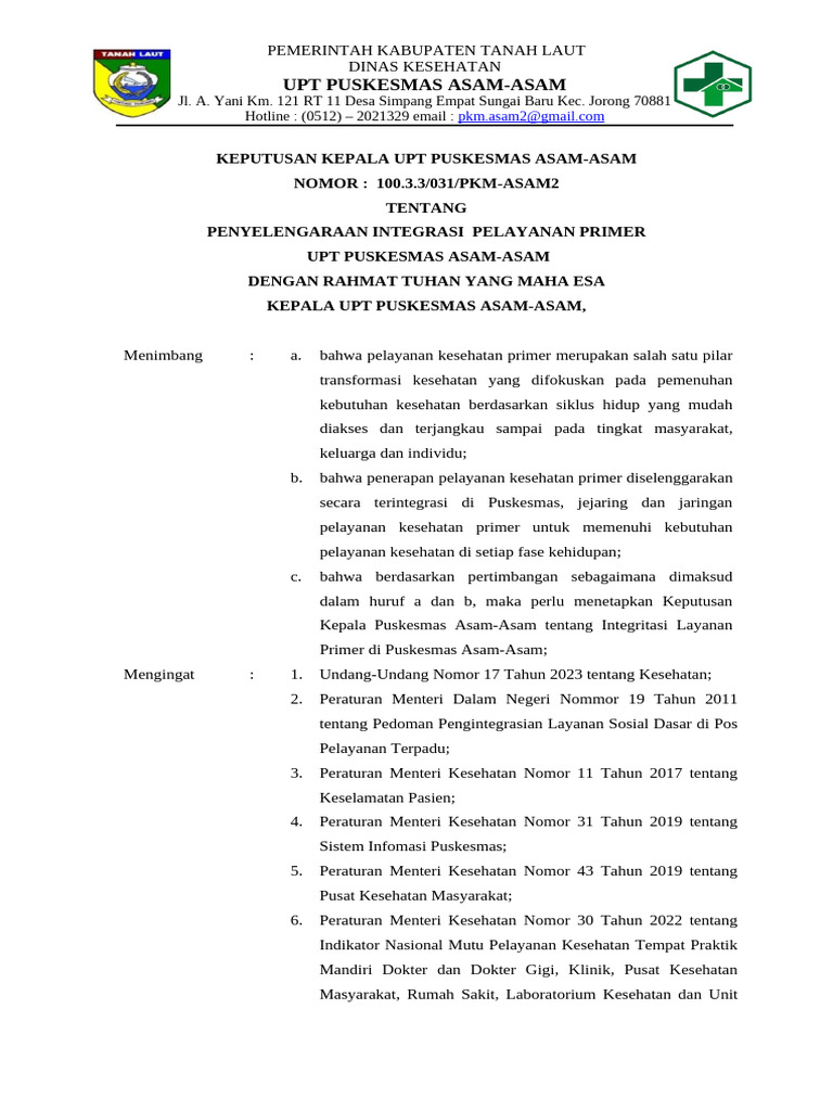 SK Penerapan Ilp PKM Aa 2024 | PDF