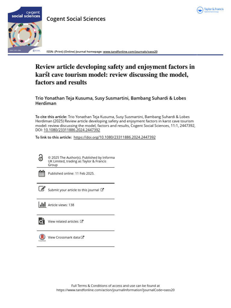 Safety and Enjoyment in Karst Tourism | PDF | Systematic Review | Tourism
