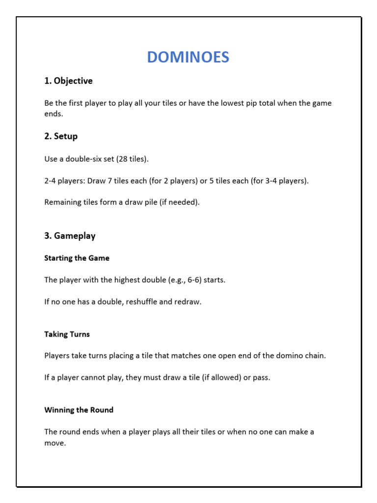 How to Play Dominoes: Rules & Setup | PDF