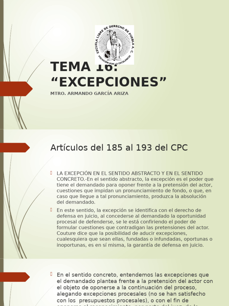 Tema 16 Excepciones | PDF | Demanda judicial | Res Judicata