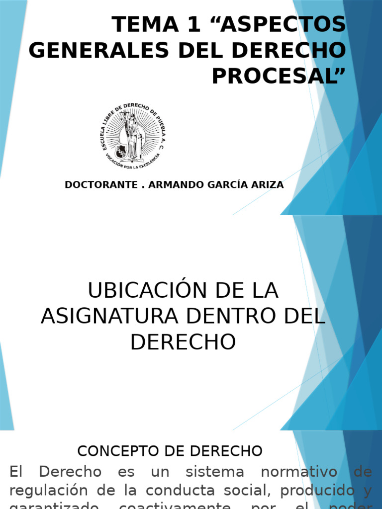 Tema 1 Aspectos Generales Del Derecho Procesal | PDF | Ley procesal | Jurisdicción