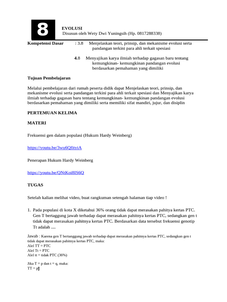 LKPD Evolusi 5 jwb | PDF