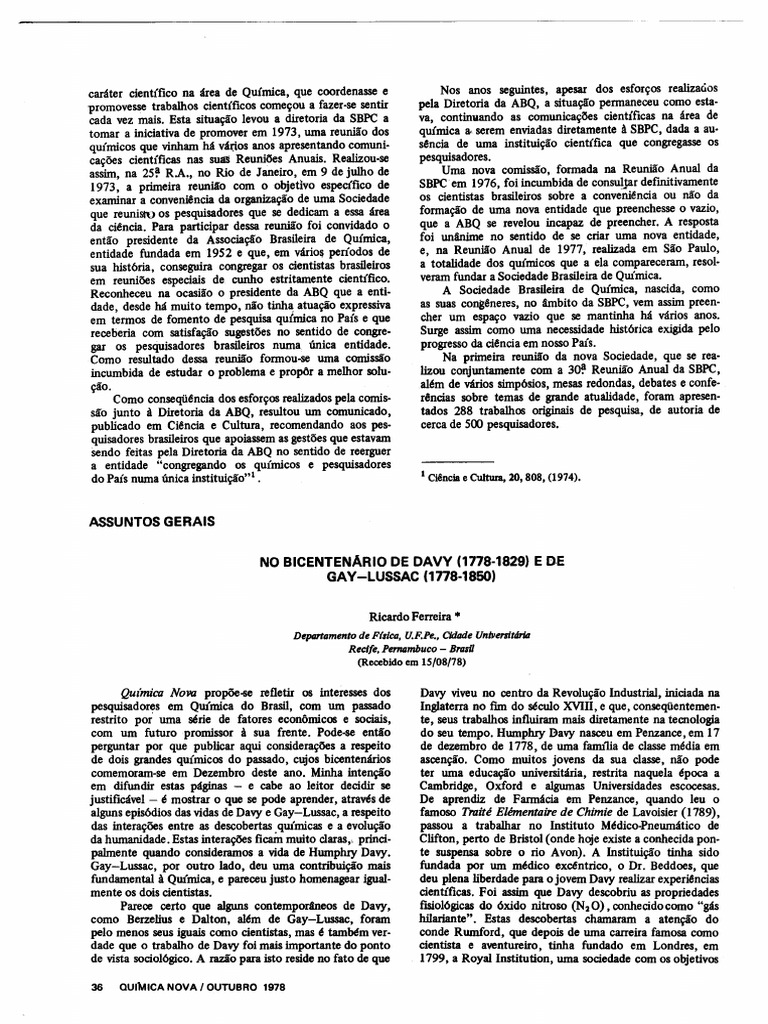 Davy e Os Eletroquímicos Do Século XIX - Vol1No4 - 36 - v01 - n4 | PDF