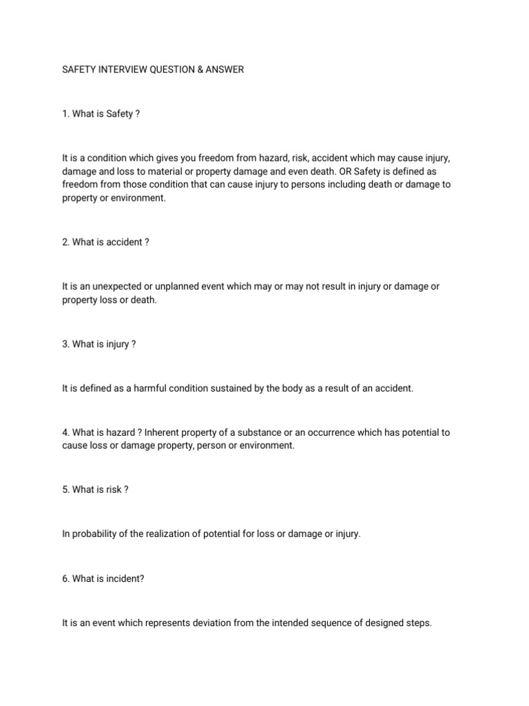 HSE Interview Ques | PDF