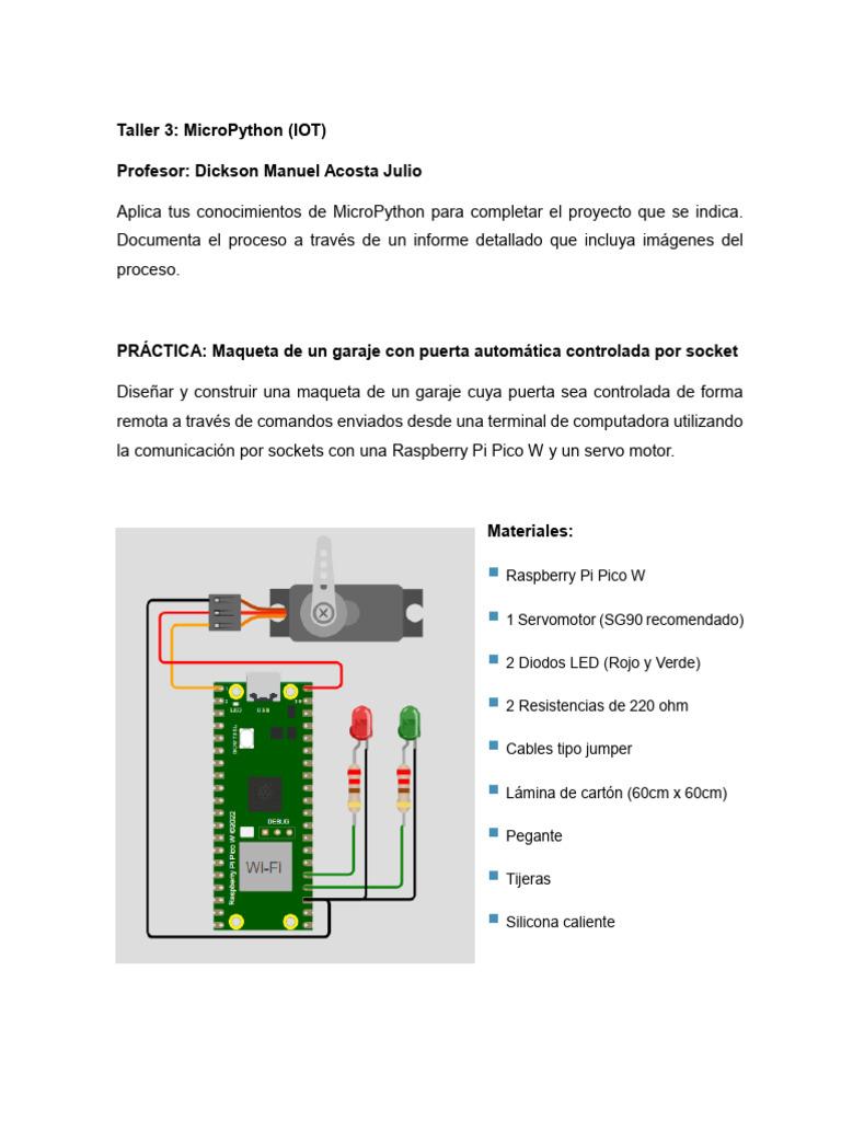 Taller 3 (Micropython + Raspberry Pi Pico) | PDF | Zócalo de red ...