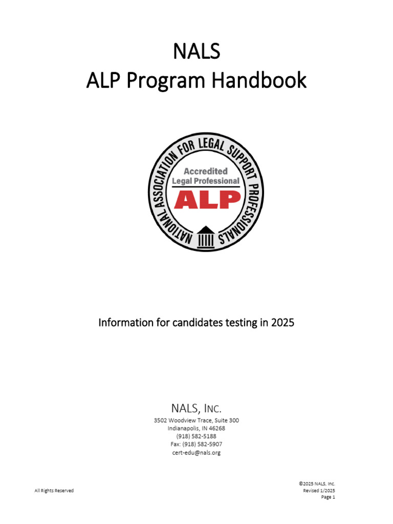 ALP Program Handbook 2025 | PDF | Credential
