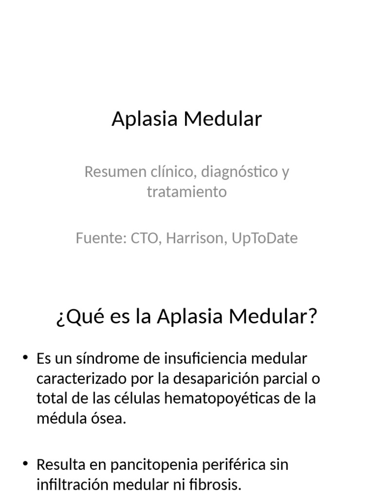 Aplasia Medular: Diagnóstico y Tratamiento | PDF