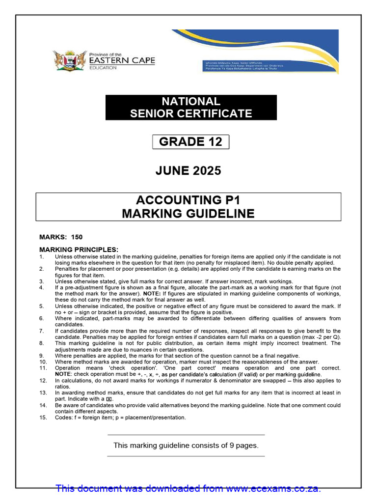 Accounting p1 Gr12 MG June 2025 Final Eng - Watermark | PDF | Dividend | Equity (Finance)