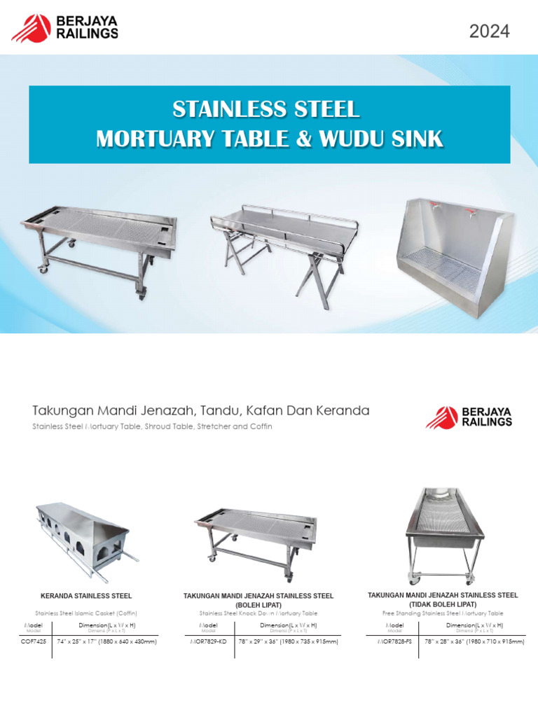 E-Catalogue Stainless Steel Mortuary Table & Wudu Sink 23082024 | PDF ...