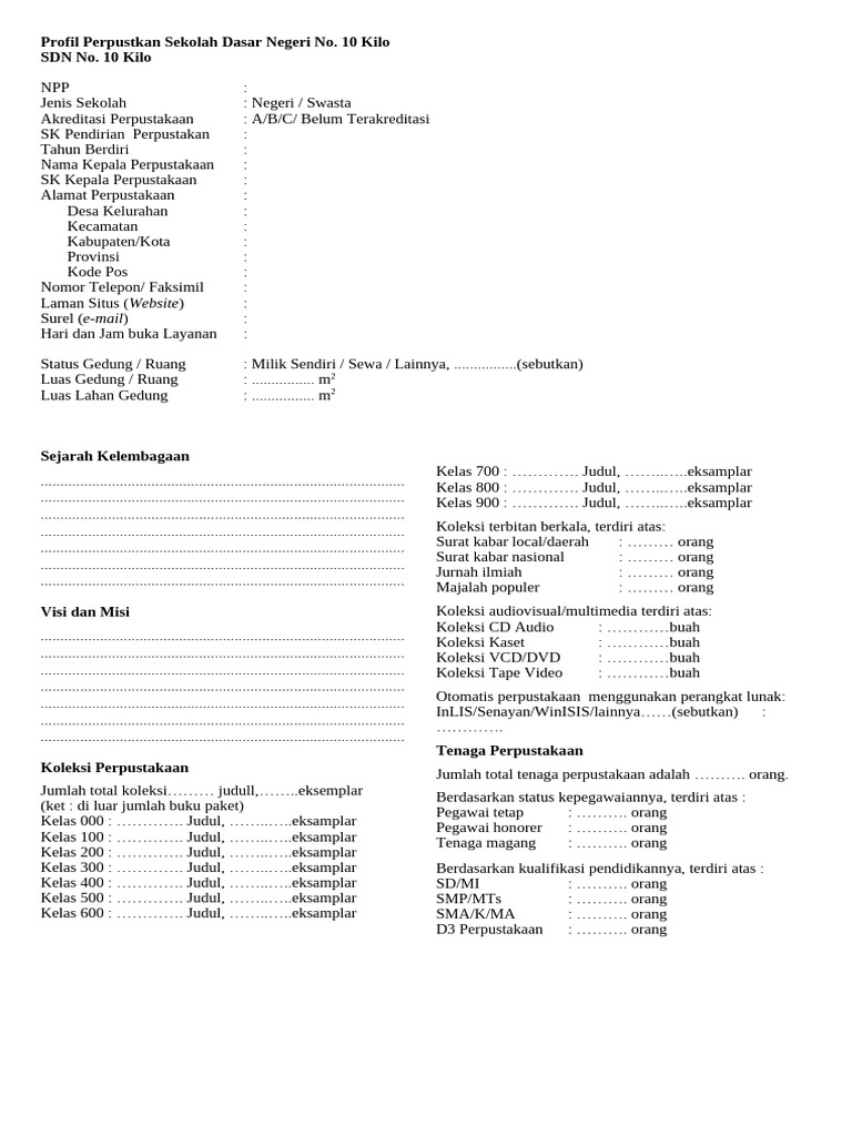 Profil Perpus Sekolah | PDF