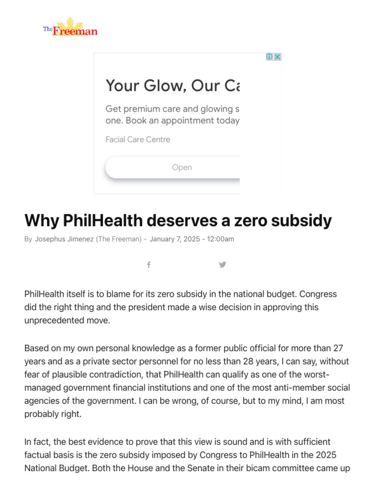 PhilHealth's Zero Subsidy Explained | PDF