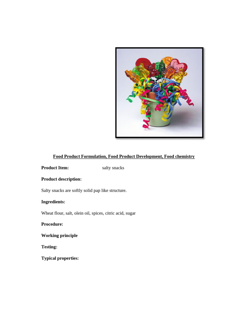 Food Product Formulation (Project) | PDF