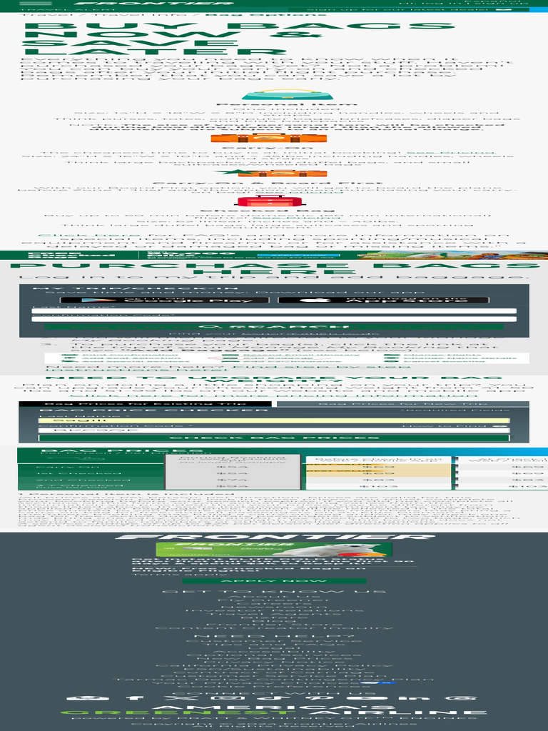 Frontier Bag Options and Pricing Guide | PDF | Aviation | Domestic Life