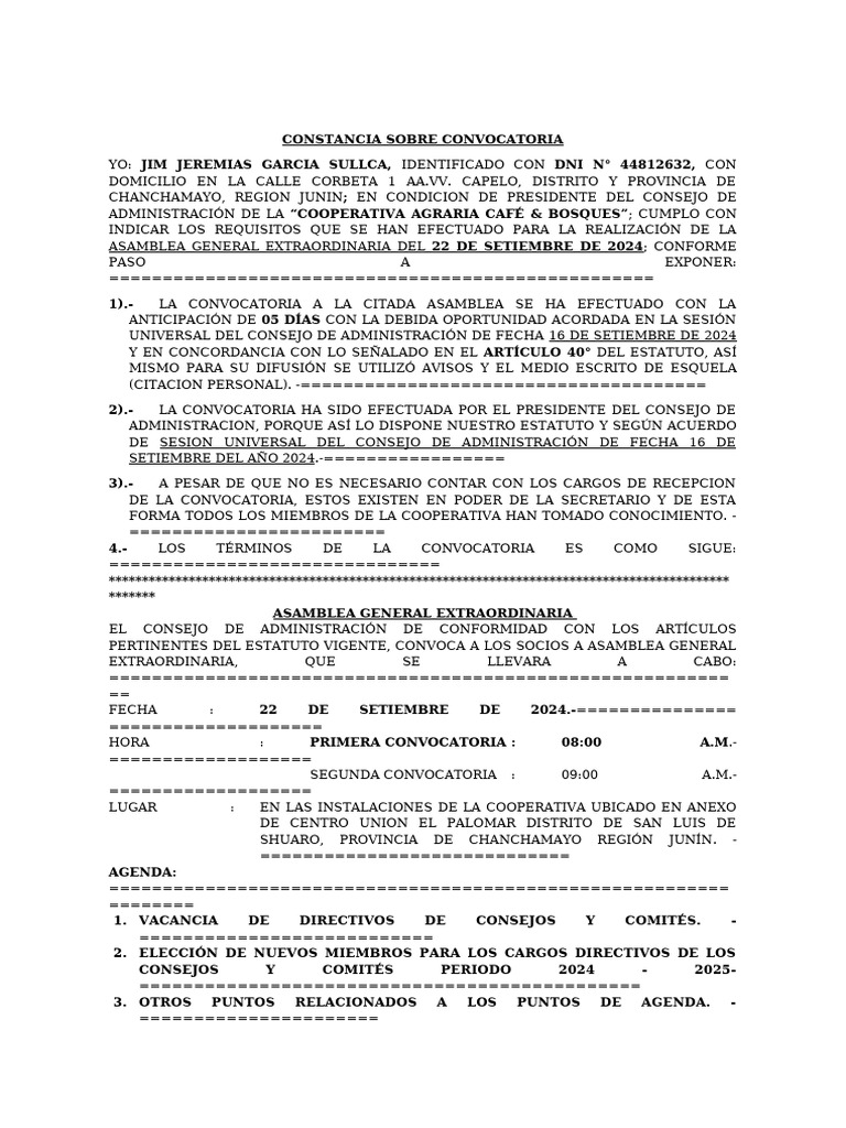 Constancias - Cooperativa Agraria Café & Bosques | PDF | Control de acceso | Autenticación