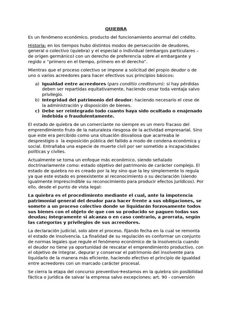 Conceptos Clave sobre Quiebra Empresarial | PDF | Bancarrota | Pagos