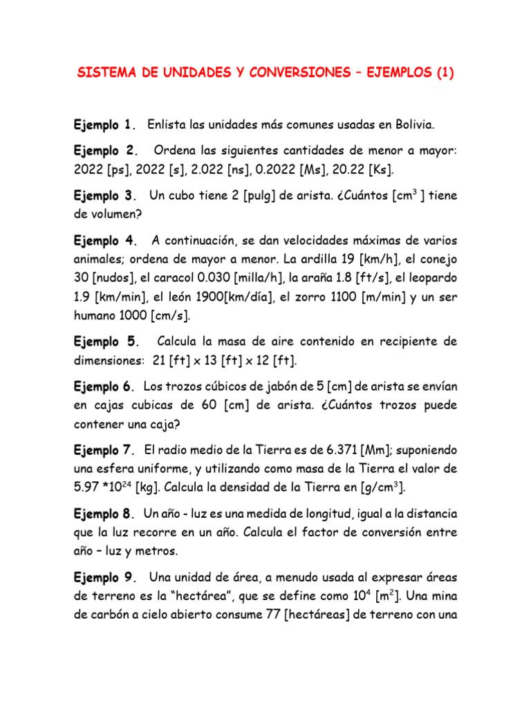 Análisis Dimensional y Sistema de Unidades - Ejemplos de Aplicación 1 | PDF