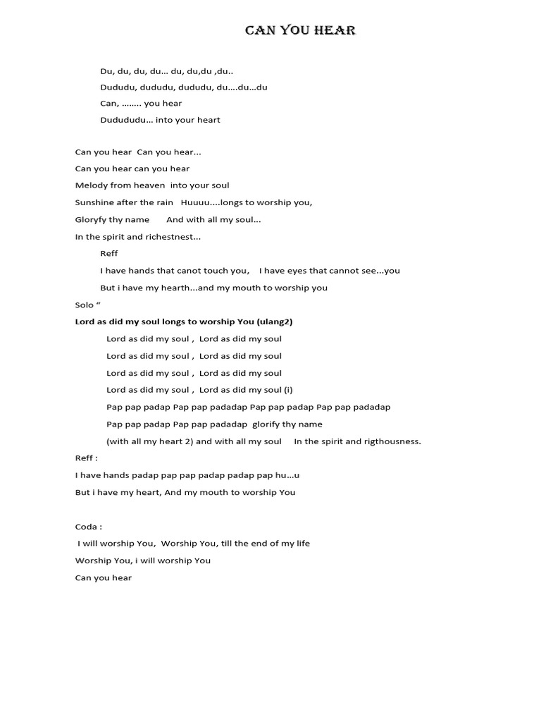 Can You Hear (Back 2) | PDF