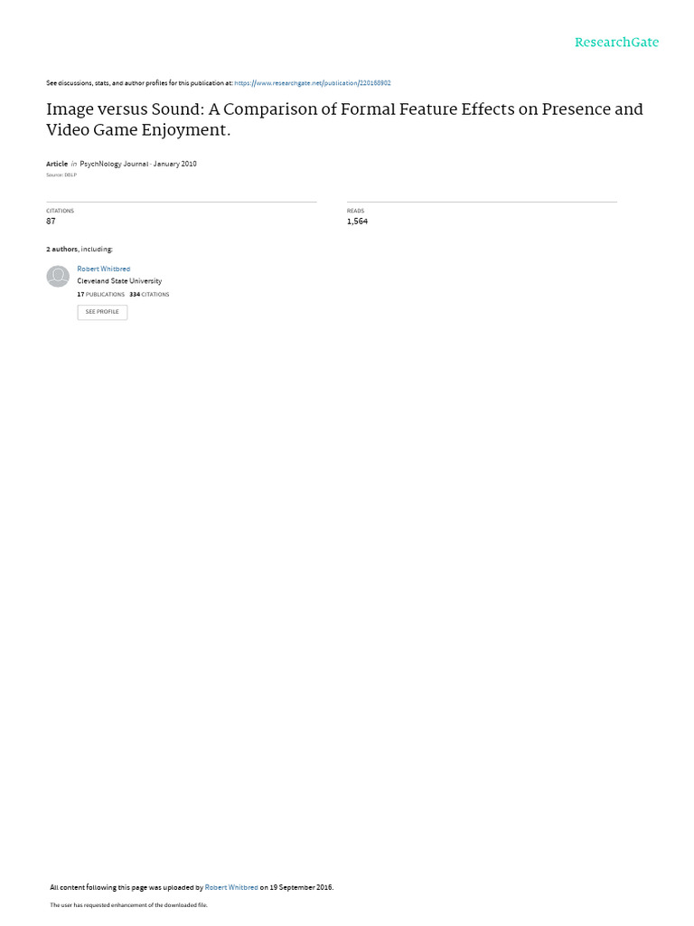 Image Versus Sound A Comparison of Formal Feature | PDF | Perception | Attention