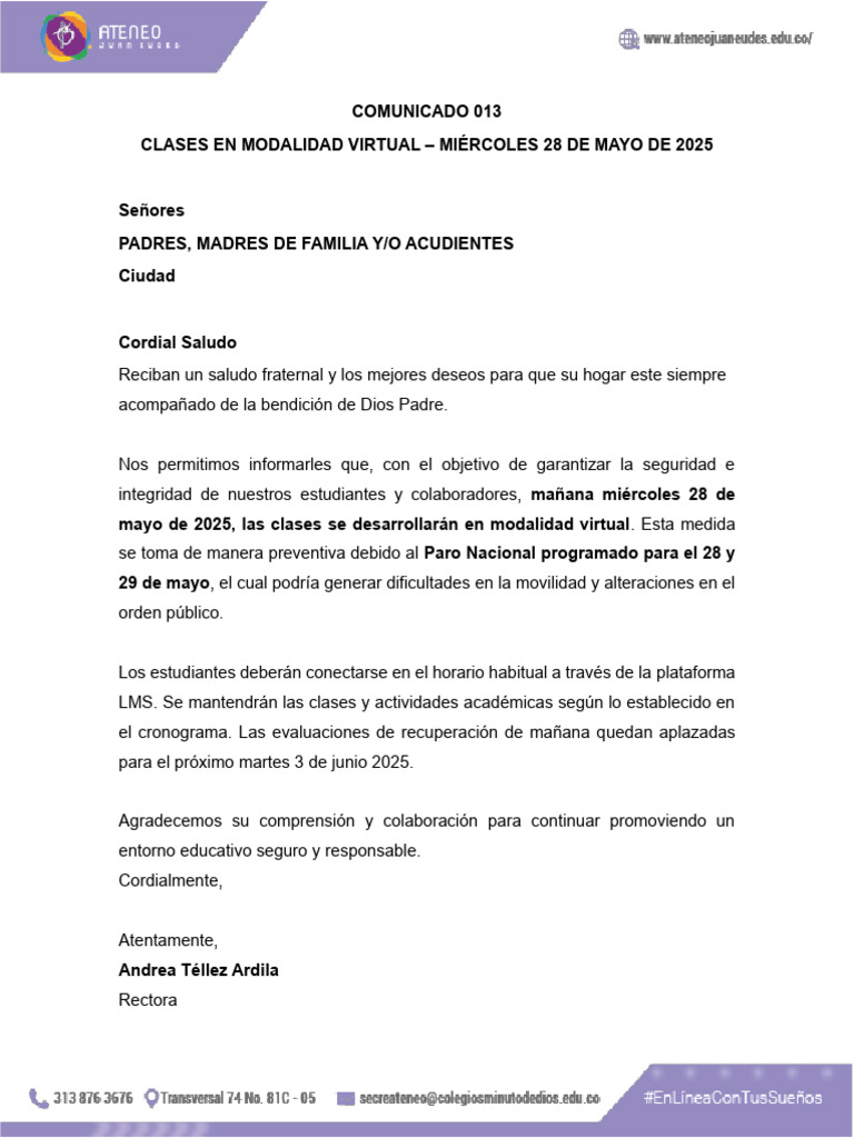 Comunicado 013 | PDF