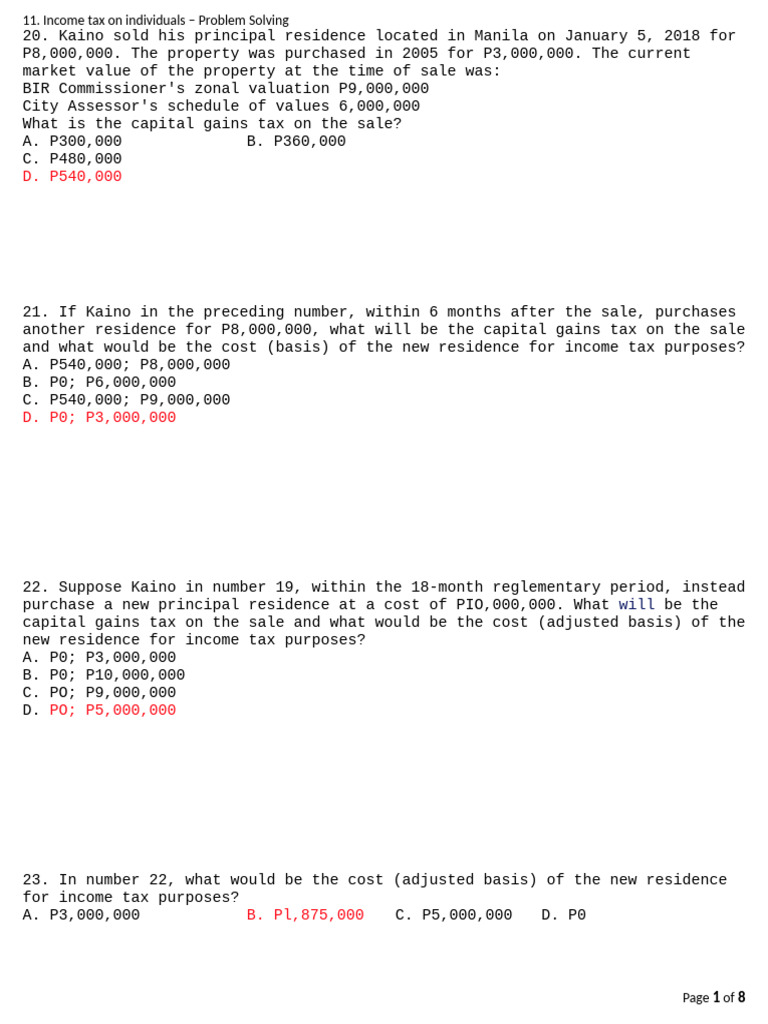 Income Tax Problem Solving Guide | PDF | Taxes | Income Tax