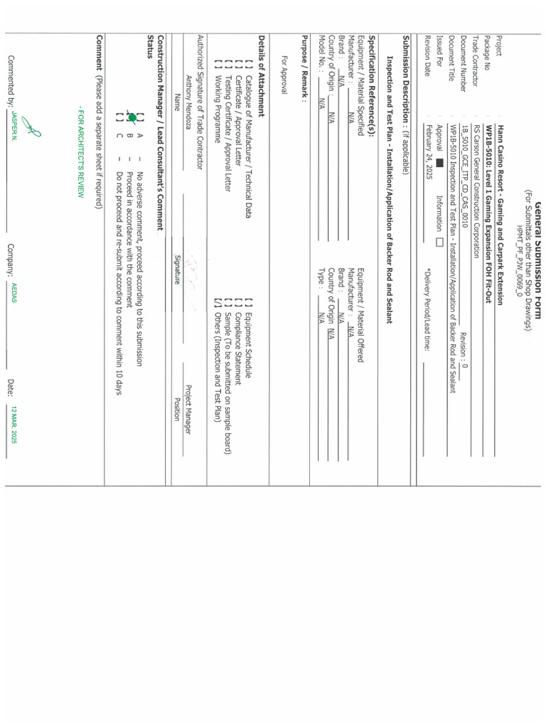 5010 Itp - Installation of Backer Rod05222025 | PDF