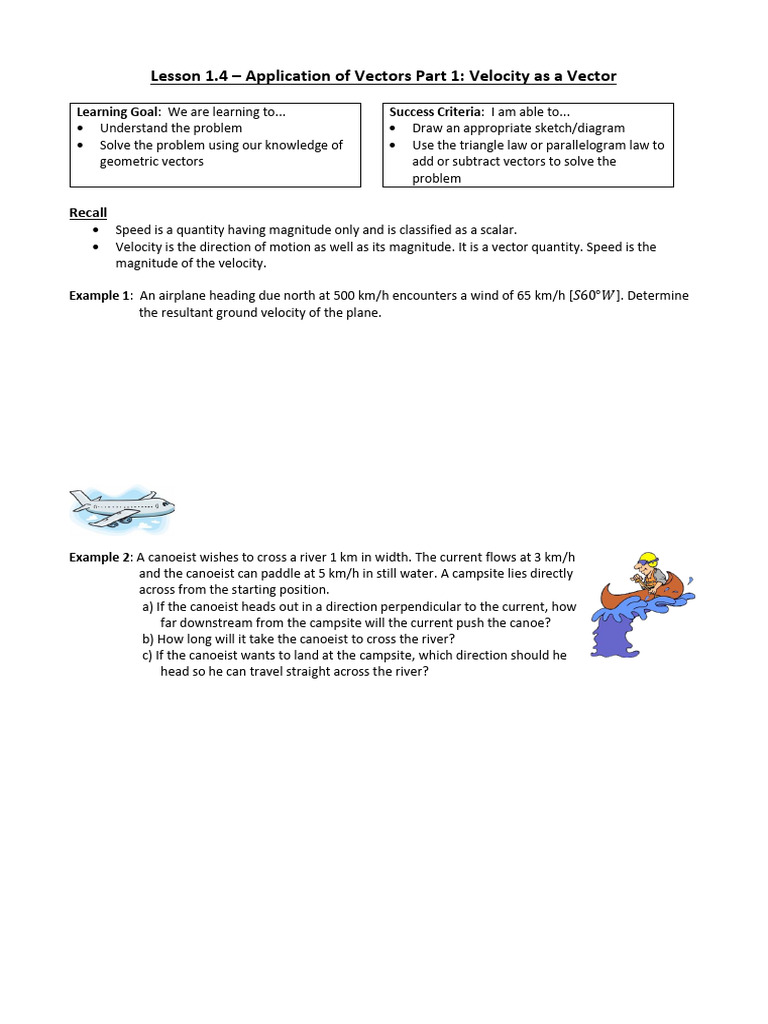 1.4 Application of Vectors Part 1 | PDF | Euclidean Vector | Physical Quantities