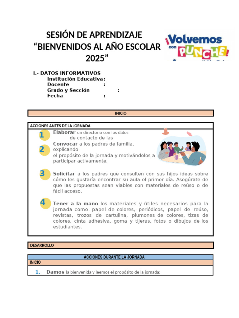 Actividad Socioemocional Primer Día | PDF | Salón de clases | Aprendizaje