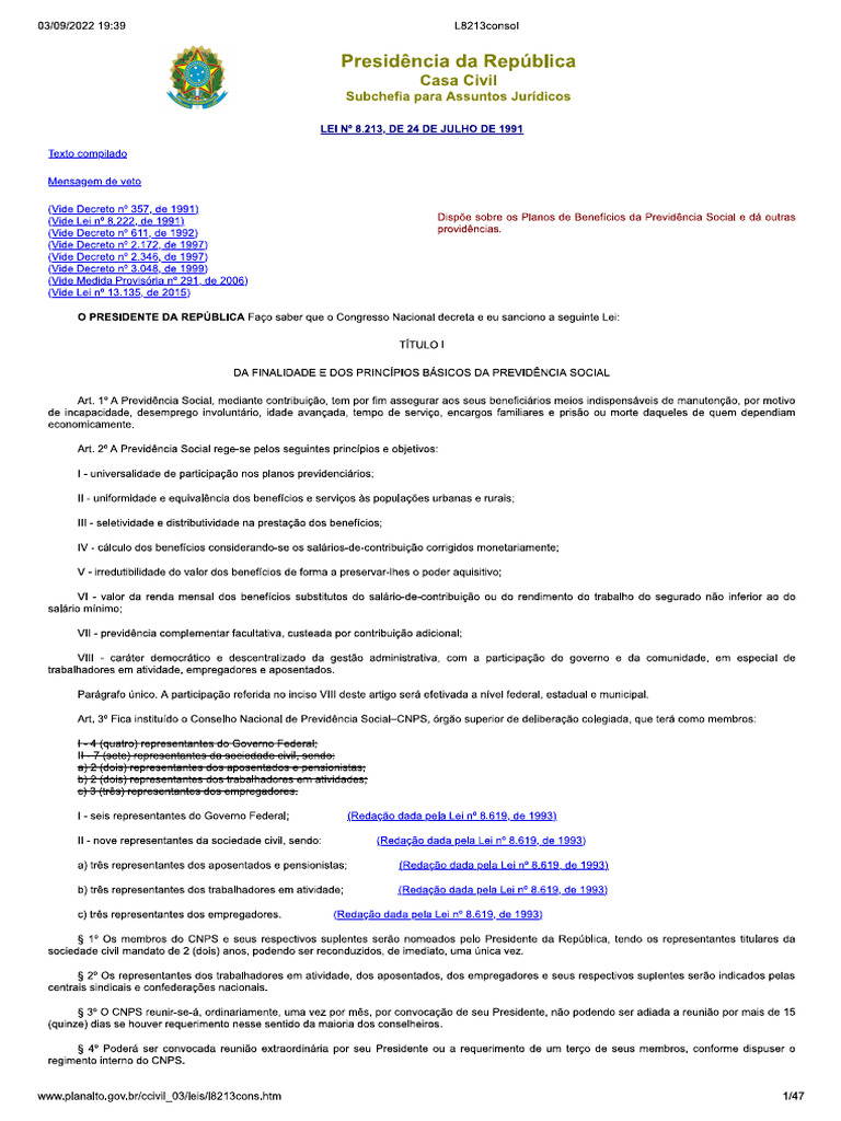 Lei 8213 | PDF