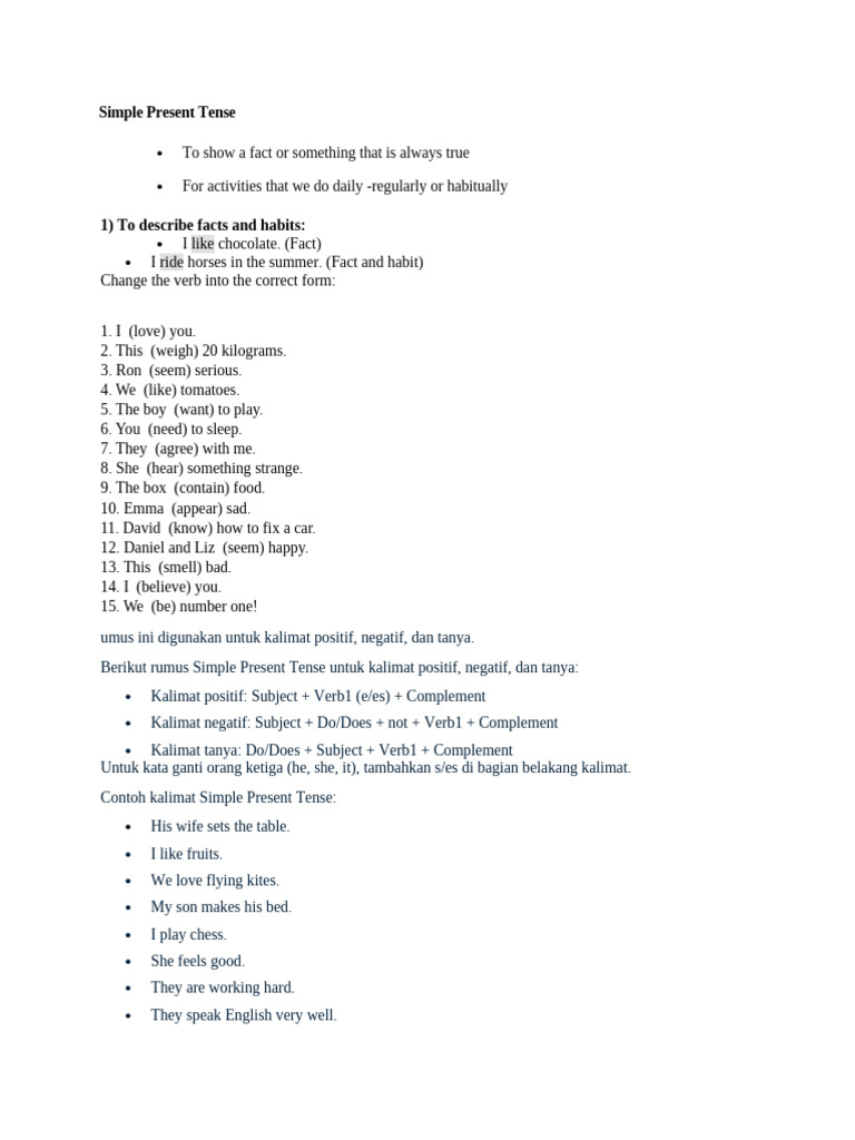 Simple Present Tense | PDF