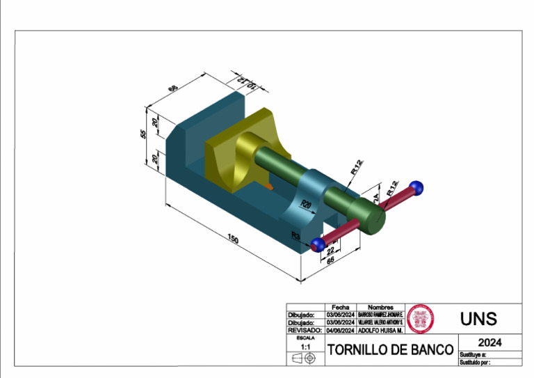 Modelado 3d Del Tornillo de Banco-Model | PDF