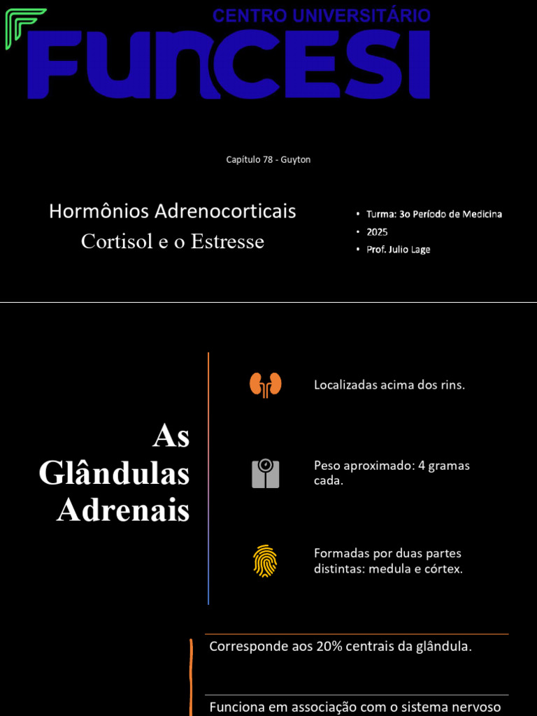 Aula 003 - Slides - Cortisol e Estresse | PDF | Cortisol | Glândula suprarrenal